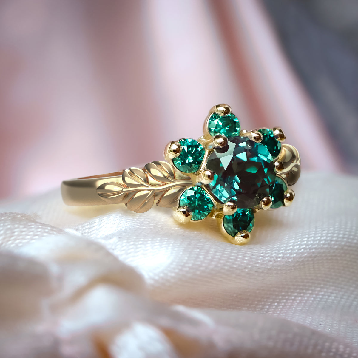 CUSTOM: Majestic Emeralds Flower Cluster ring in 18ct Gold – Bijoux de ...