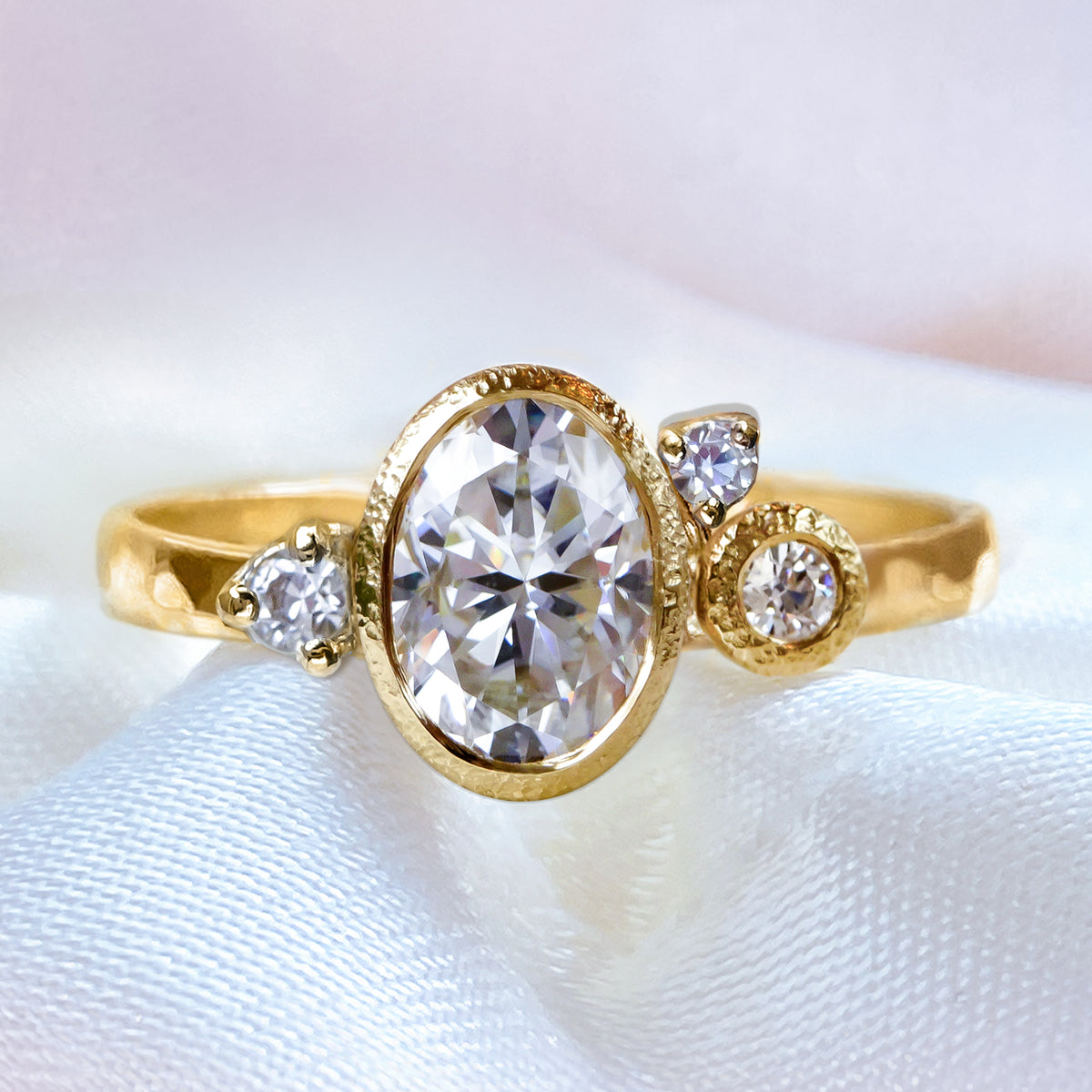 Stardust Fancy Oval Large Diamond Cluster Unique Engagement ring in 9c ...