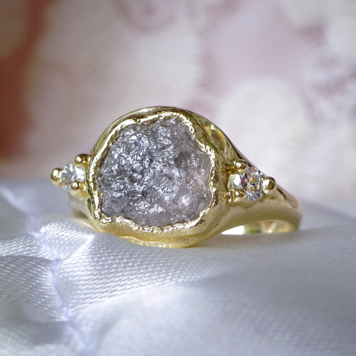 Moon Dreams Rock Diamond Signet Engagement ring in solid 9ct Gold ...